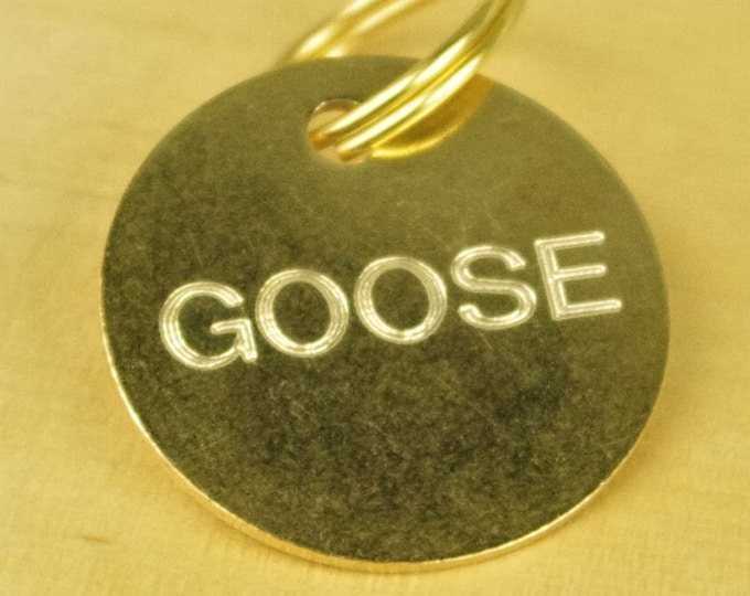 REINFORCED Deeply Engraved Solid Brass Dog Tag, 27mm Round - Etsy