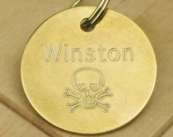 Deeply Engraved Solid Brass Dog Tag, 39mm Round - Etsy