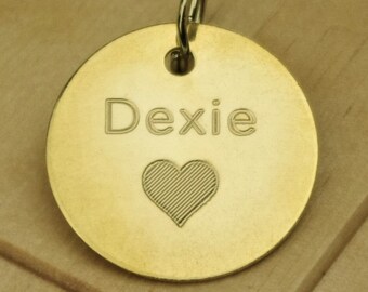 Deeply Engraved Solid Brass Dog Tag, 39mm Round - Etsy