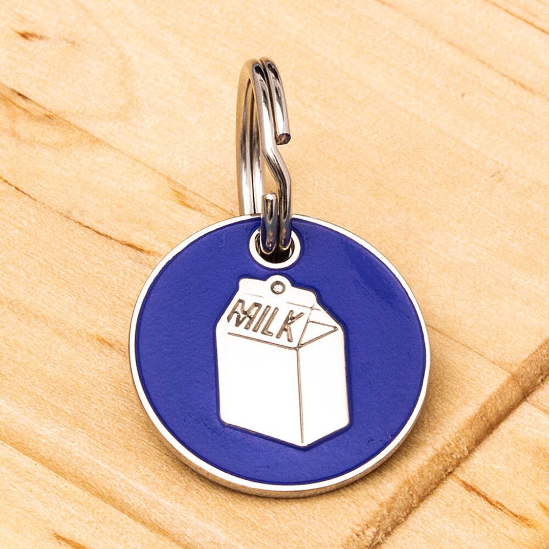 Cat Milk Carton ID Tag Blue - Etsy