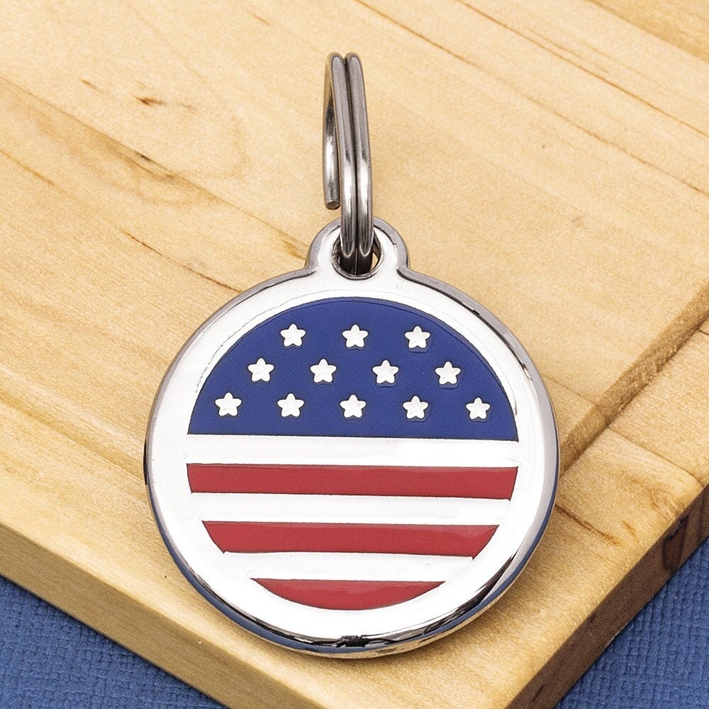 USA Flag Pet ID Tag American Flag Pet Tag Stars and Stripes Dog Tag ...