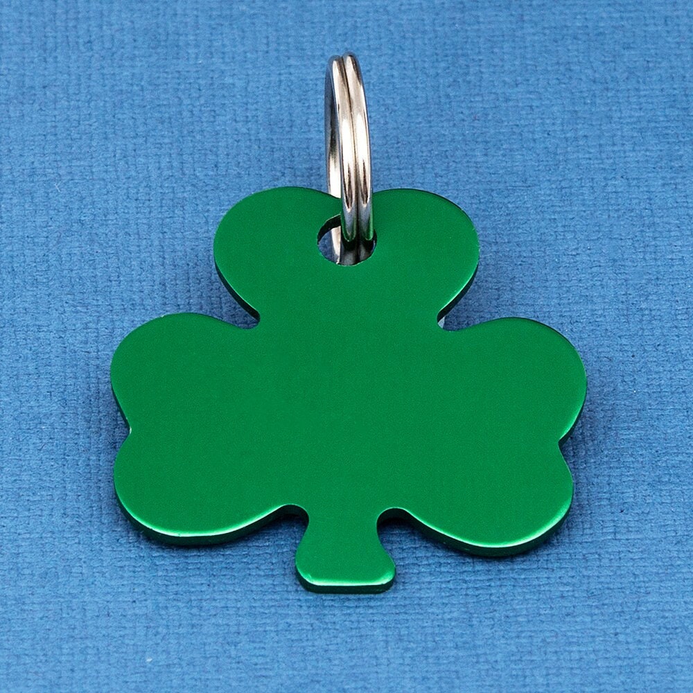 Shamrock Pet ID Tag, Green Aluminium Dog Tag, Irish Dog Tag ...