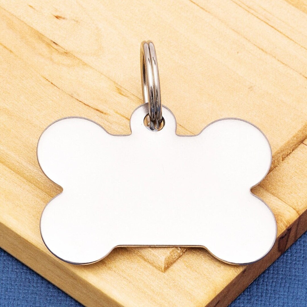 Large Solid Stainless Steel Bone Shaped Pet ID Tag, Engraved Pet Tag ...
