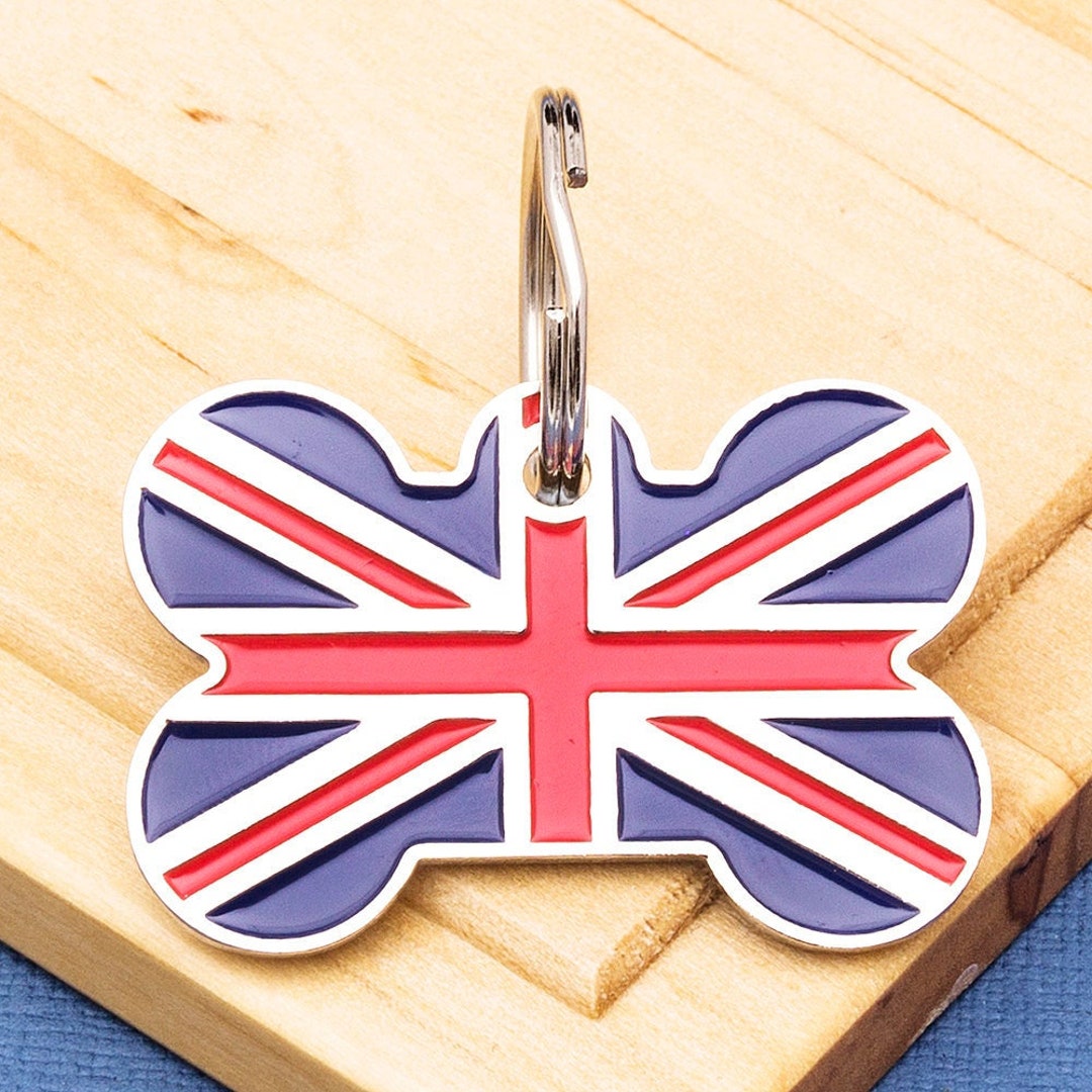 U.K Flag Pet ID Tag, Union Jack Dog Tag, British Dog Id Tag ...