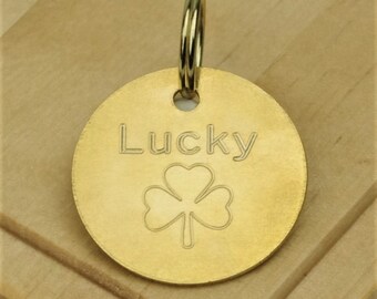 Deeply Engraved Solid Brass Dog Tag, 39mm Round - Etsy