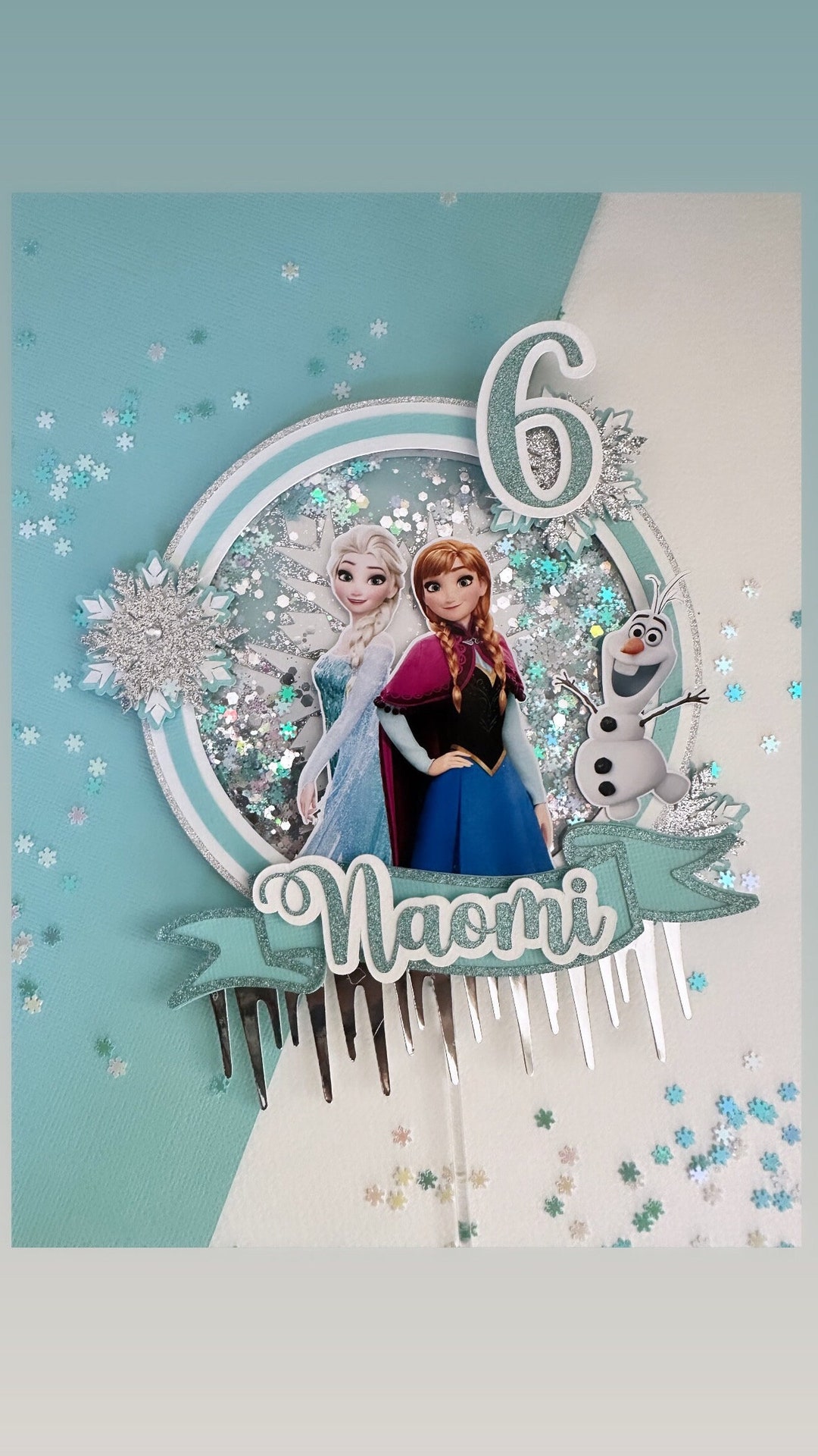 Frozen Cake Topper Shaker Style With Confetti - Etsy