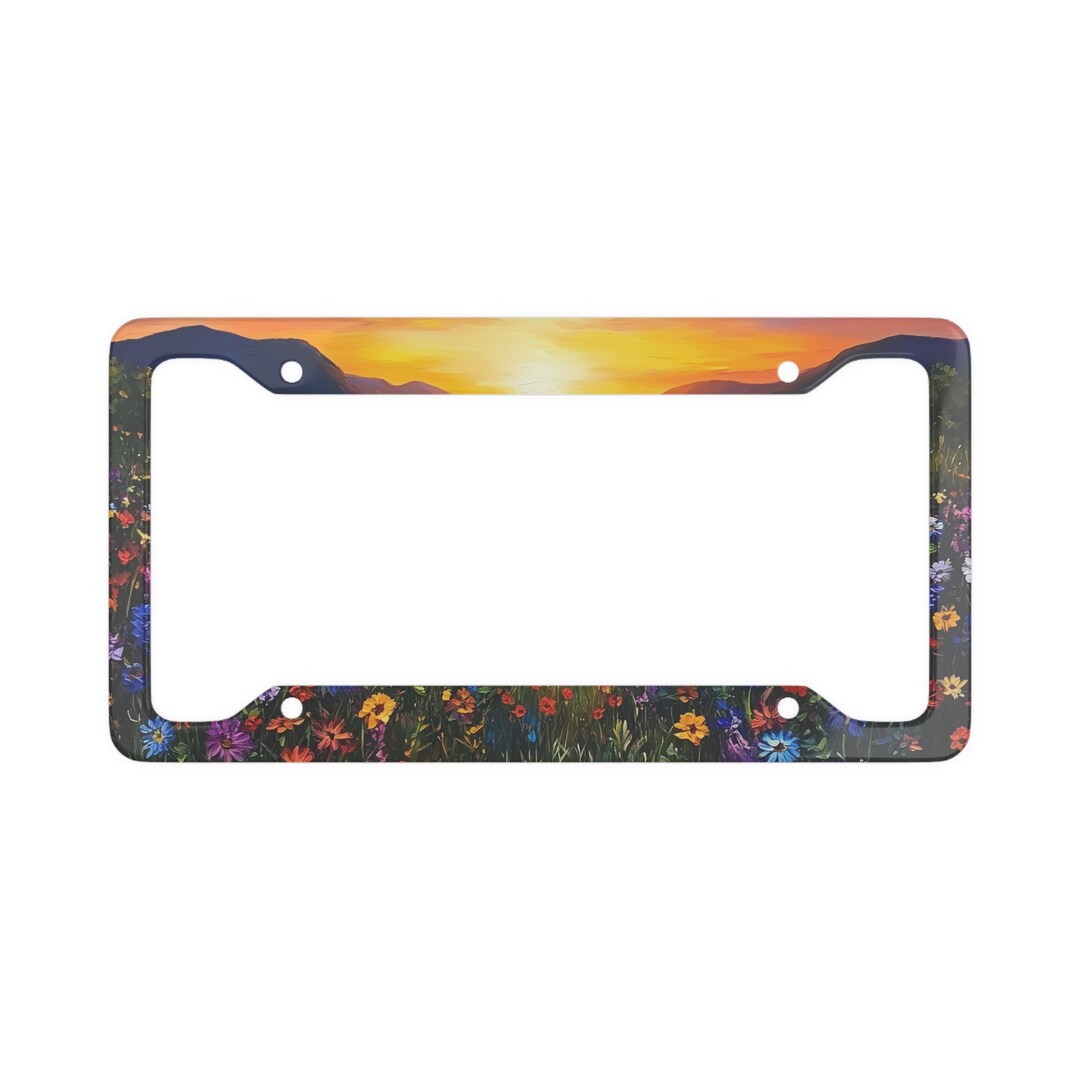Oil Paint Nature License Plate Frame Artistic Sunset Floral Blossom ...