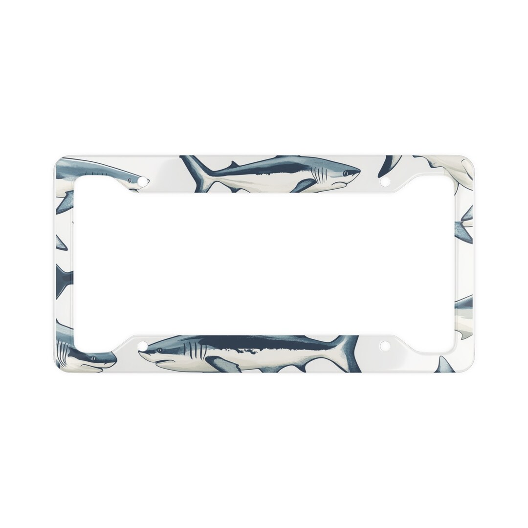 Sharks Car License Frame Plate, Beachy Car Decor, Ocean Themed Car ...