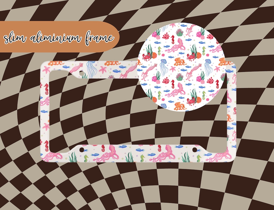 Ocean Animals Car License Frame Plate, Octopus Fish Squid Sea Turtle ...