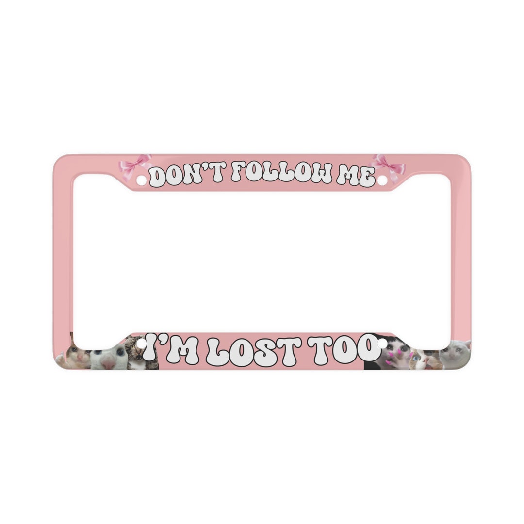 Don't Follow Me I'm Lost Too Sad Cat Meme Funny License Frame Plate, Funny Sad Cat Meme Girl ...