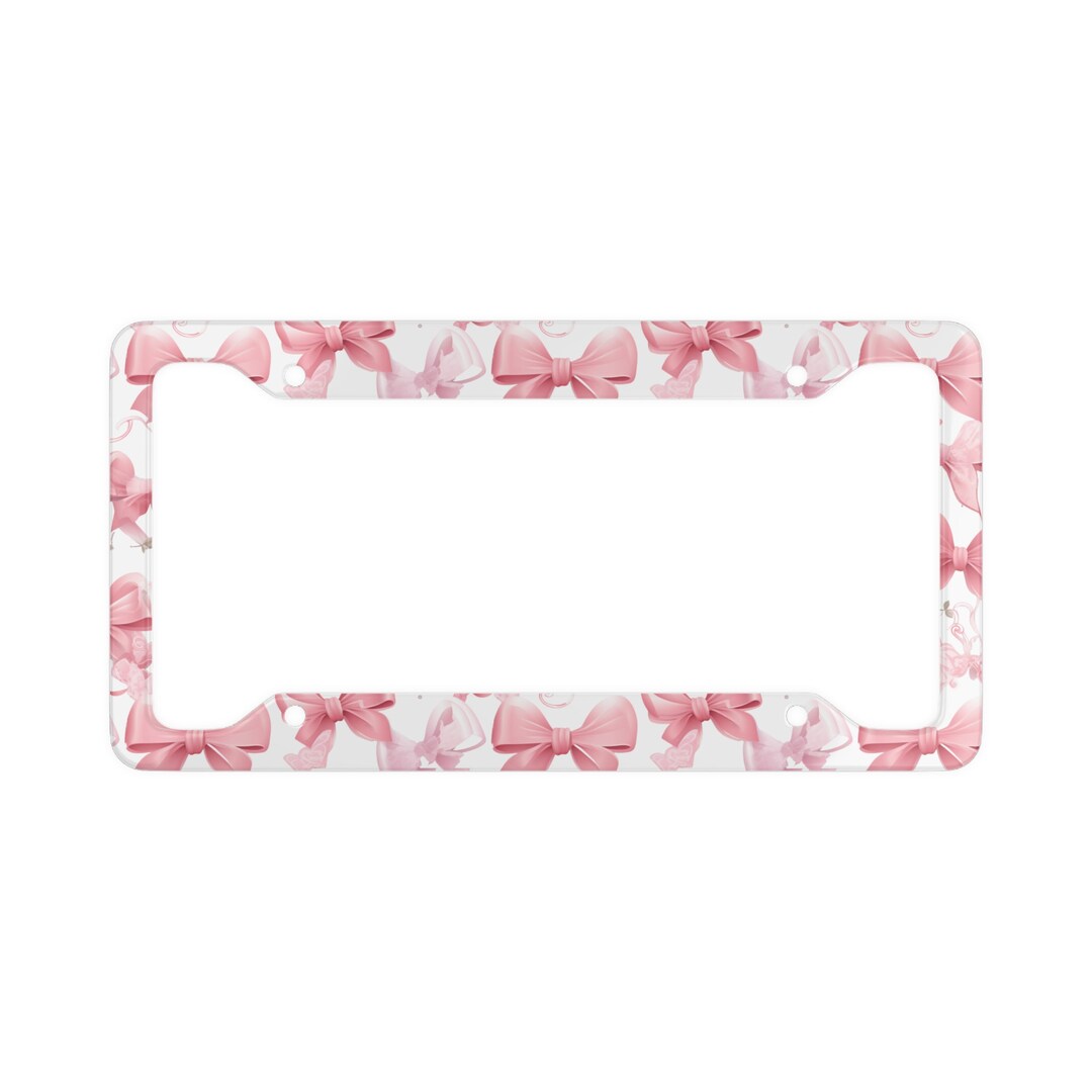Coquette Bow Car License Frame Plate, Pink Bows Metal License Frame ...