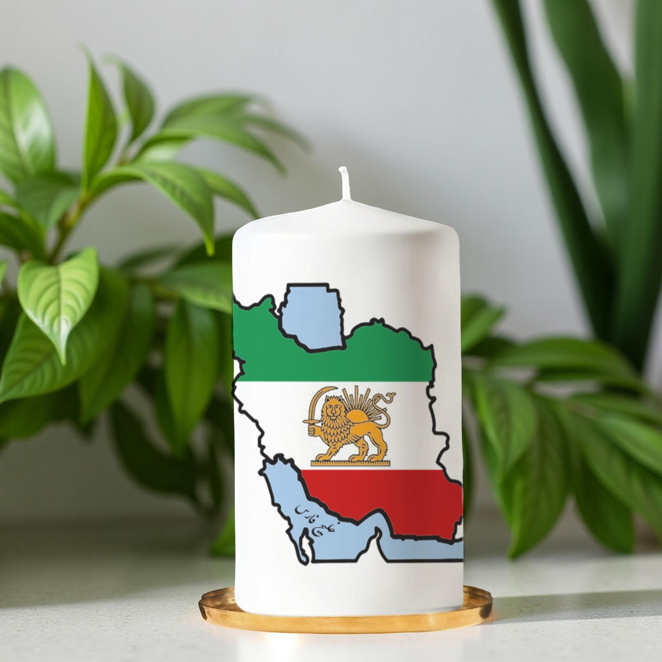 Persian Map Pillar Candle – Lion & Sun Pahlavi Flag, Nowruz Decor - Etsy