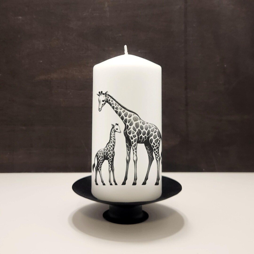 Modern Black and White Giraffe Pillar Candle, Minimal Baby and Mom ...
