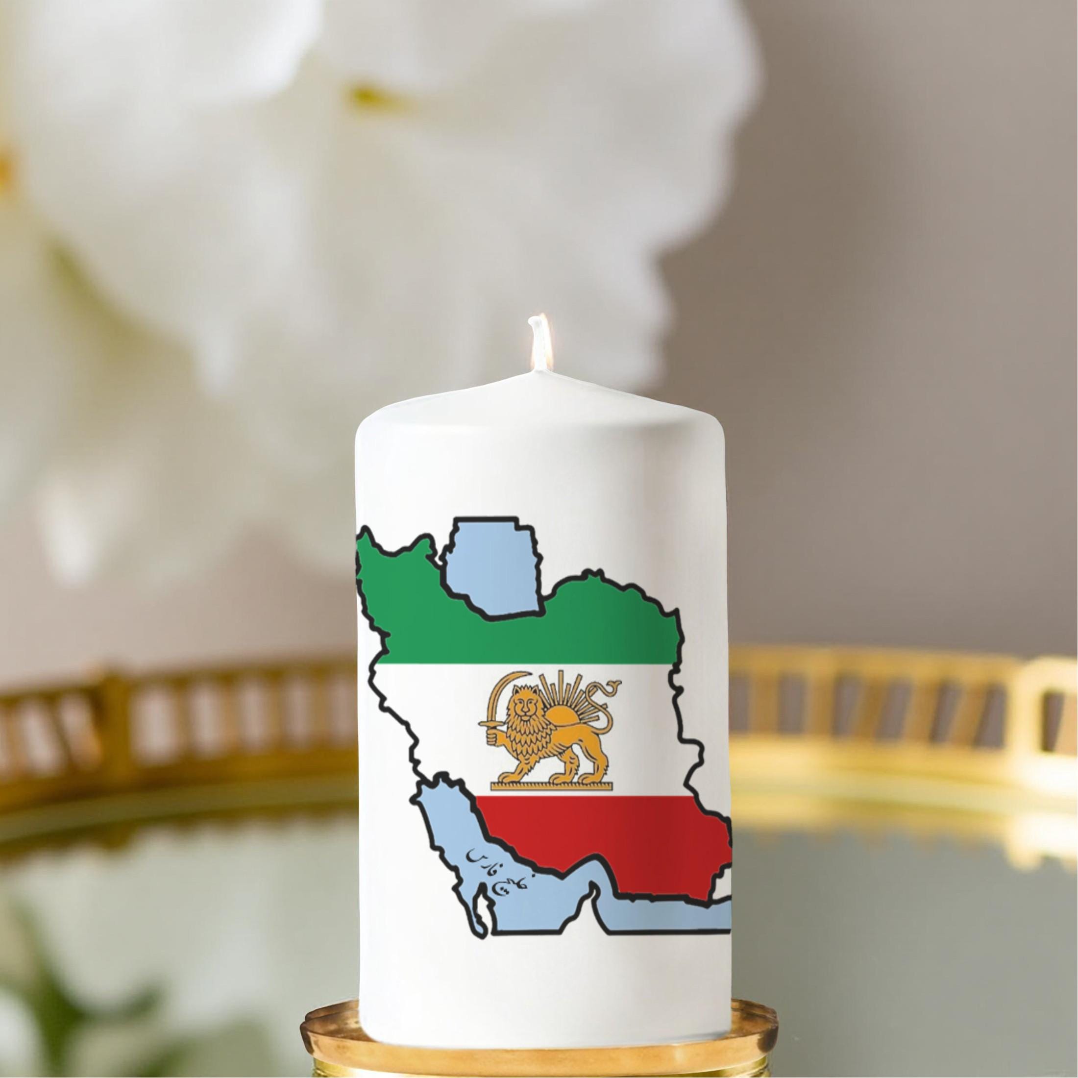 Persian Map Pillar Candle – Lion & Sun Pahlavi Flag, Nowruz Decor - Etsy