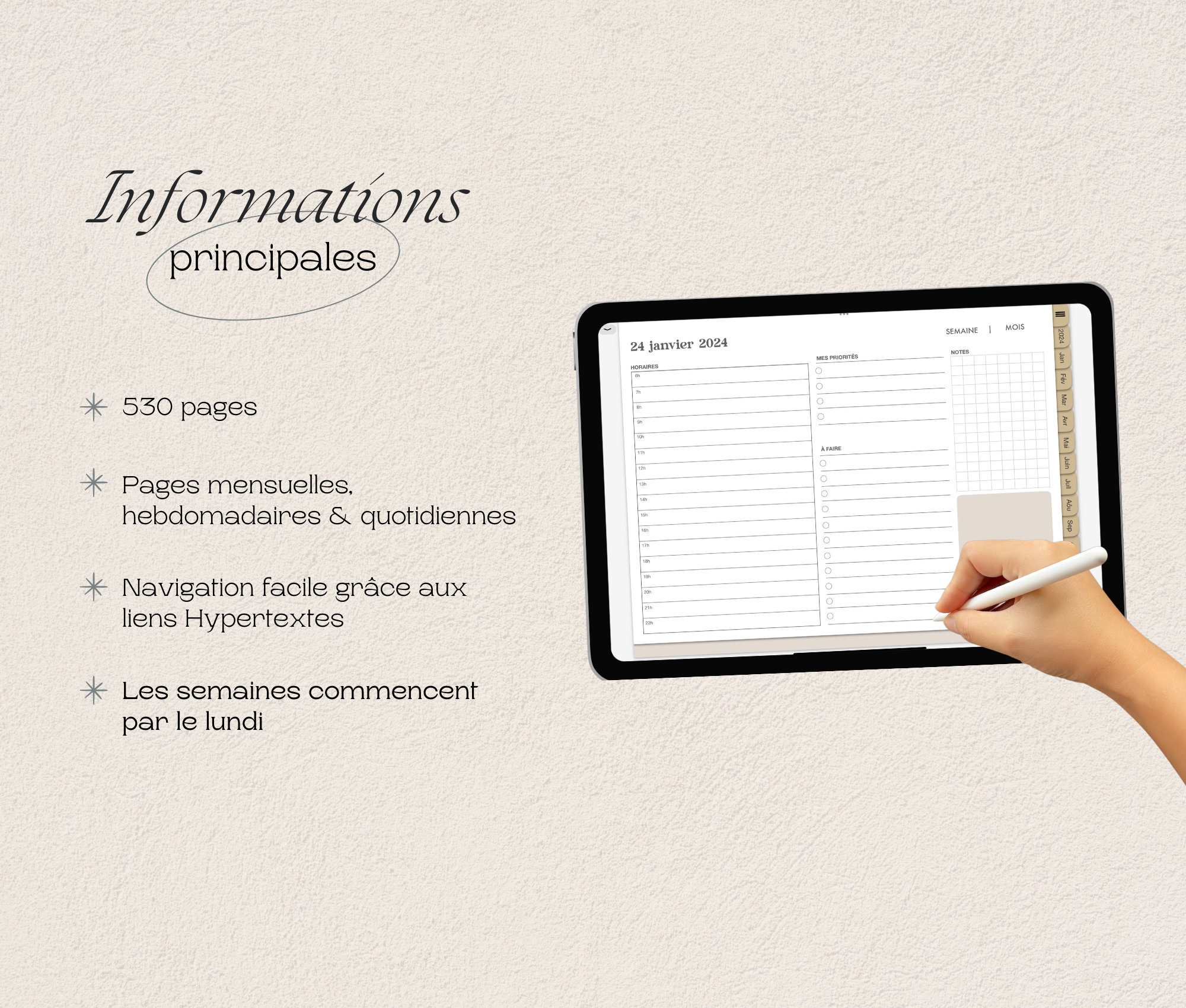 Digital Planner in French Dated for 2024 Nature Theme - Etsy