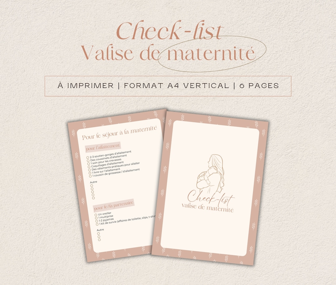 Maternity Suitcase Checklist, French, Maternity Suitcase List to Print ...