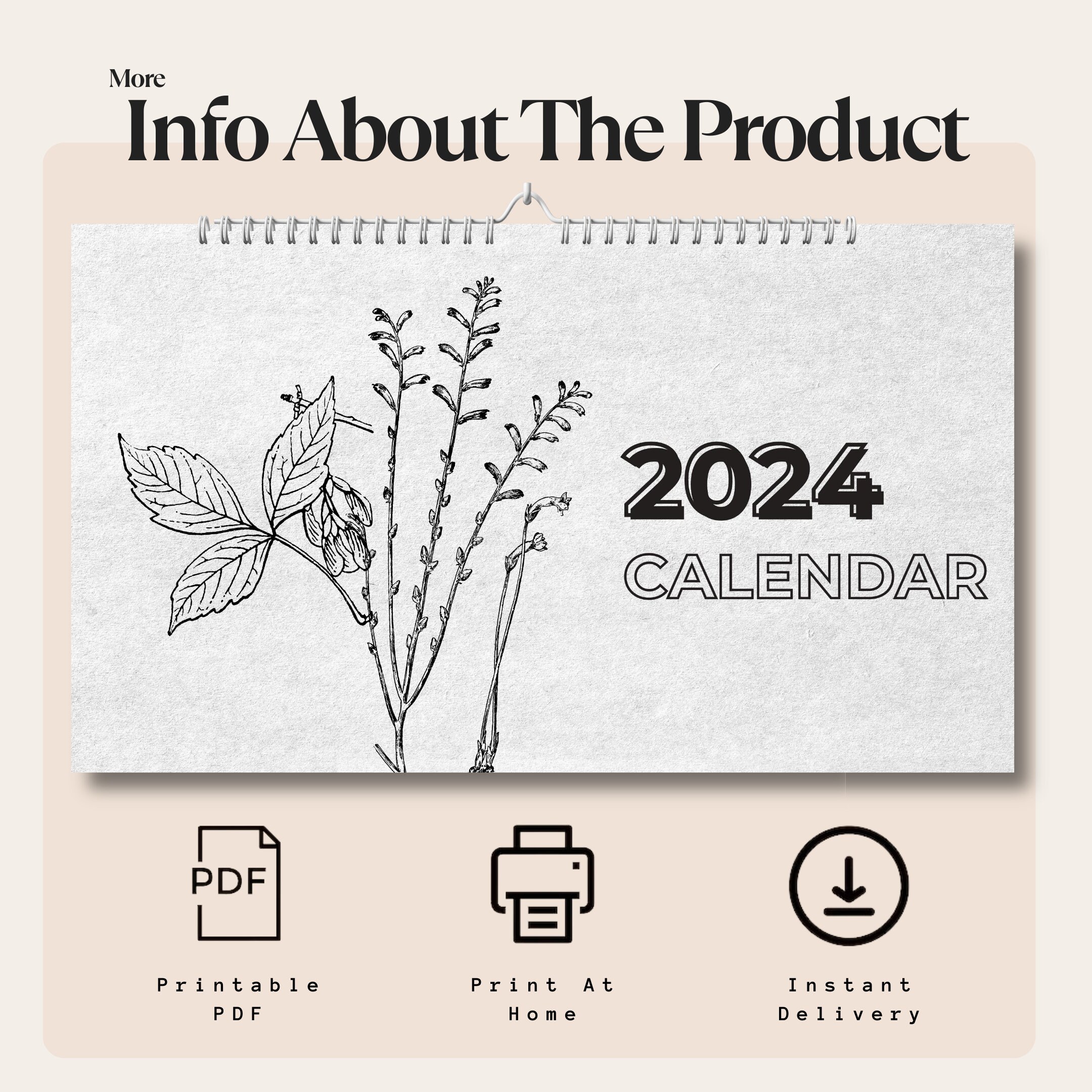 Calendar With Minimal Design, Printable Calendar, 2024 Calendar ...