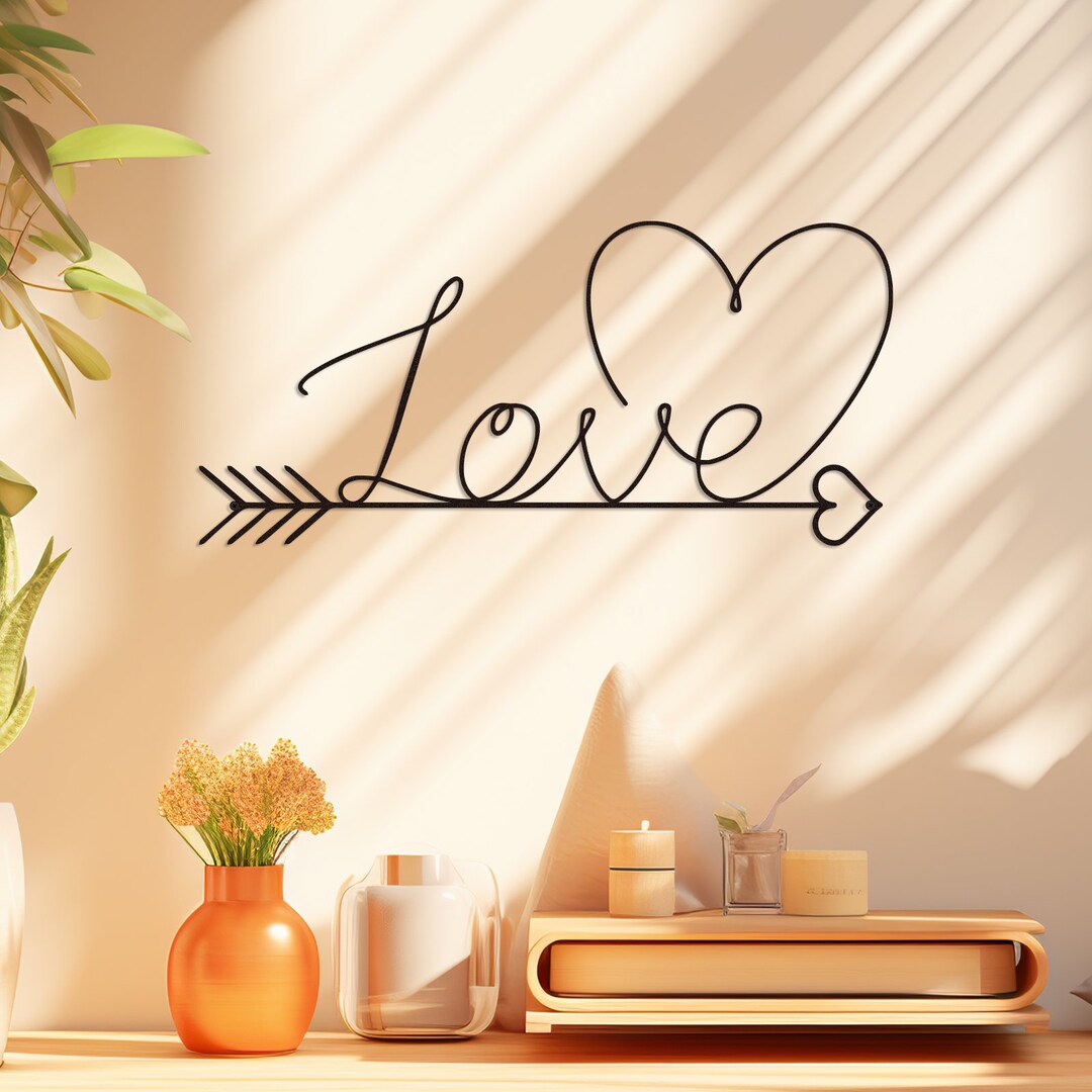 Metal Love Wall Art Sign, Arrow Love Metal Wall Decoration, Valentines ...