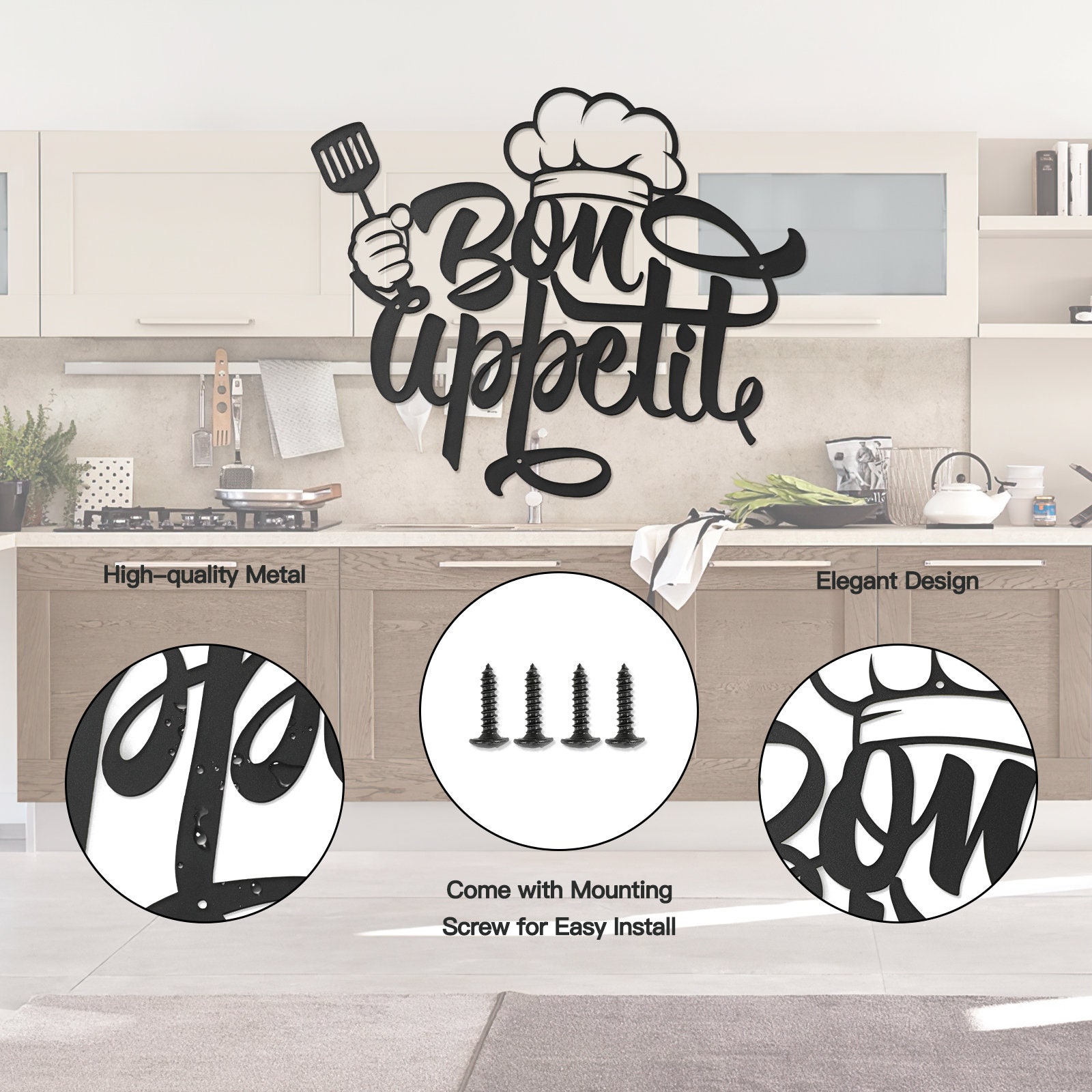 Metal Bon Appetit Kitchen Wall Decor, Kitchen Metal Art, Kitchen Signs ...