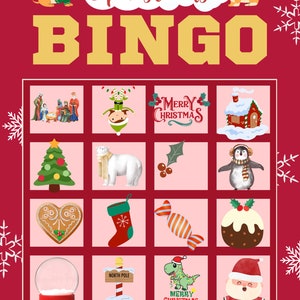 Printable Christmas Party Game, Bingo Cards, X5 for Children, Toddlers ...