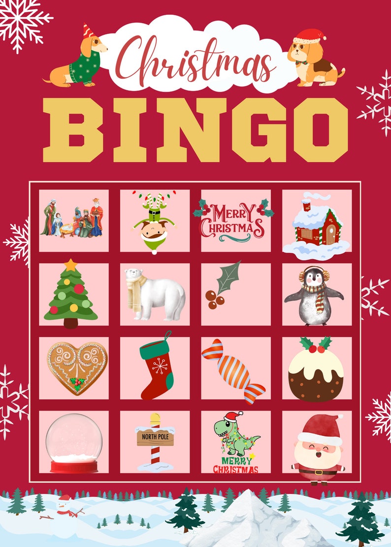 Printable Christmas Party Game, Bingo Cards, X5 for Children, Toddlers ...