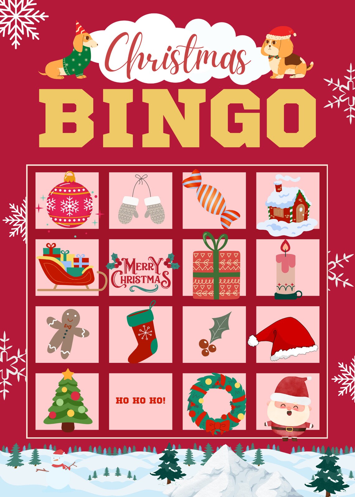 Printable Christmas Party Game, Bingo Cards, X5 for Children, Toddlers ...