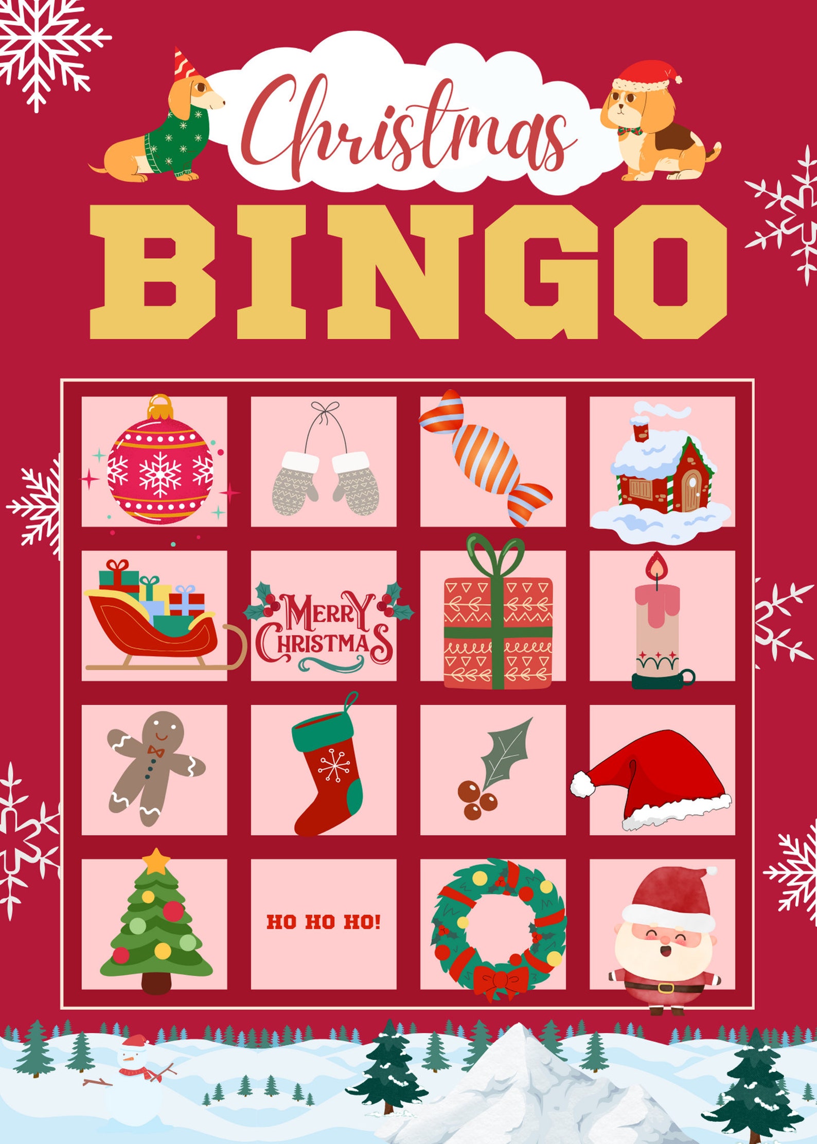 Printable Christmas Party Game, Bingo Cards, X5 for Children, Toddlers ...