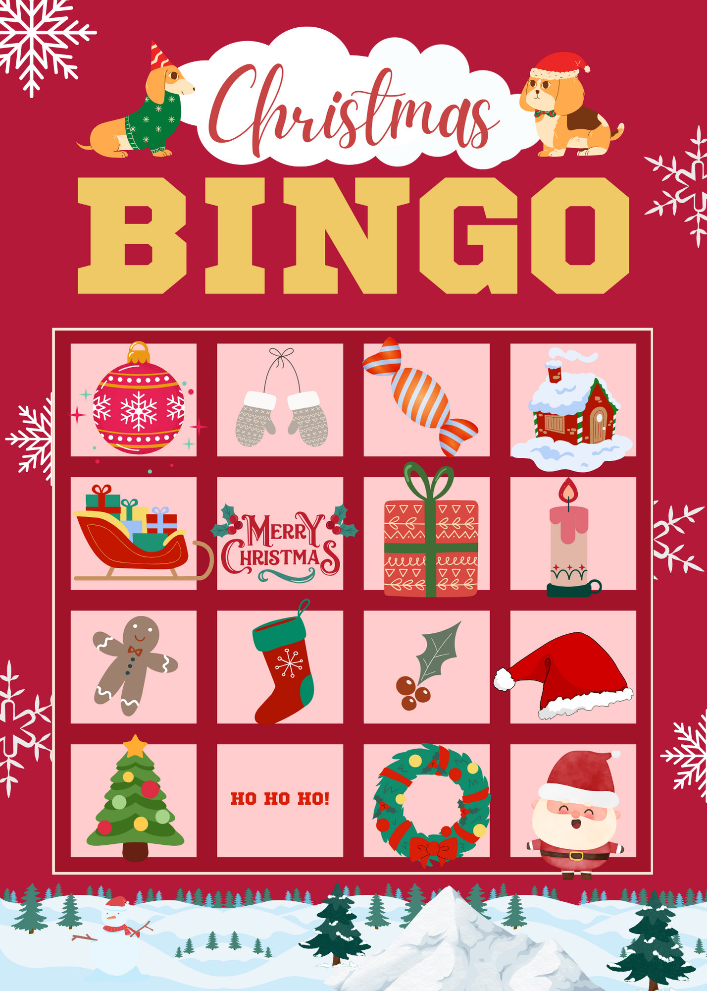 Printable Christmas Party Game, Bingo Cards, X5 for Children, Toddlers ...