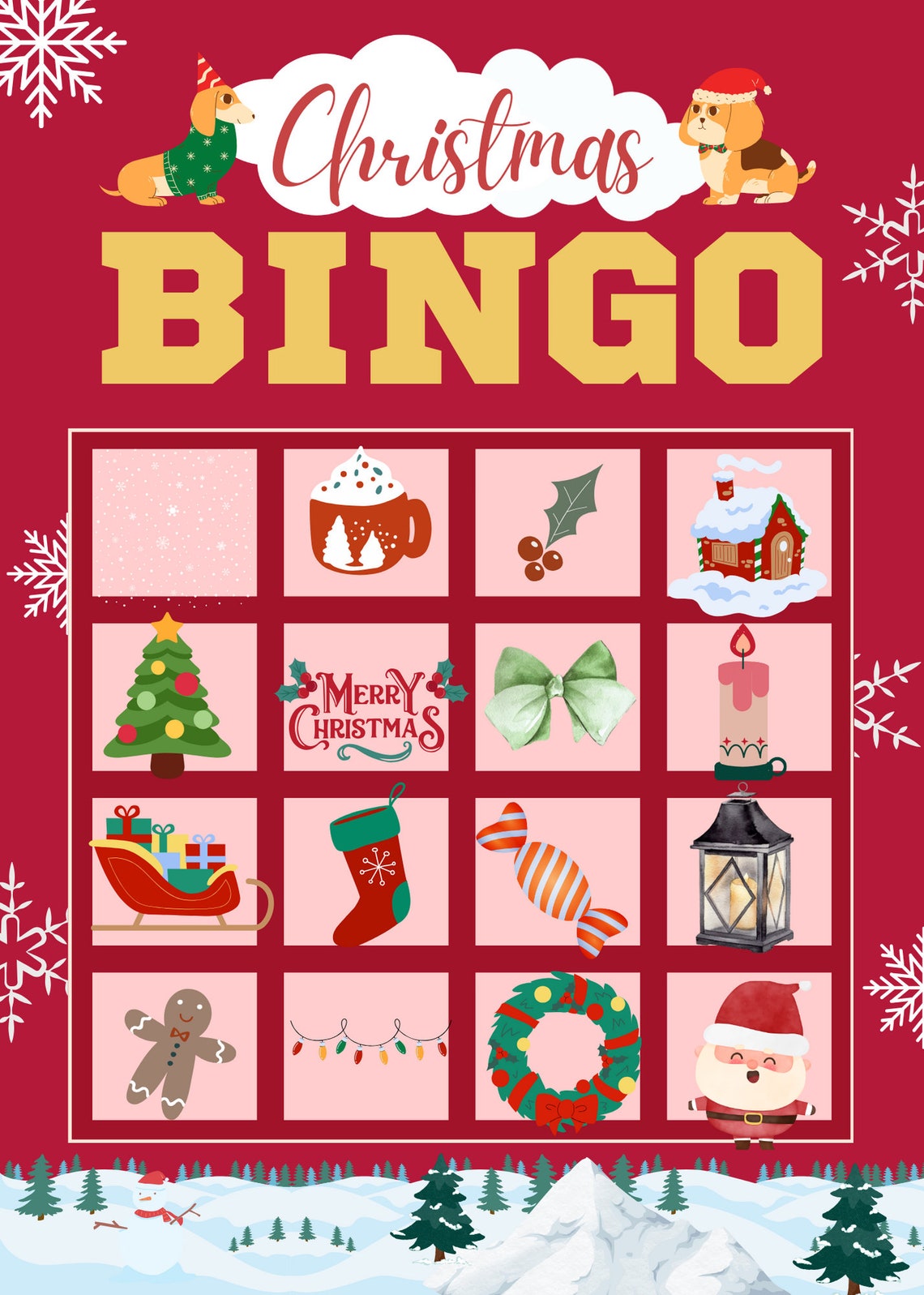 Printable Christmas Party Game, Bingo Cards, X5 for Children, Toddlers ...