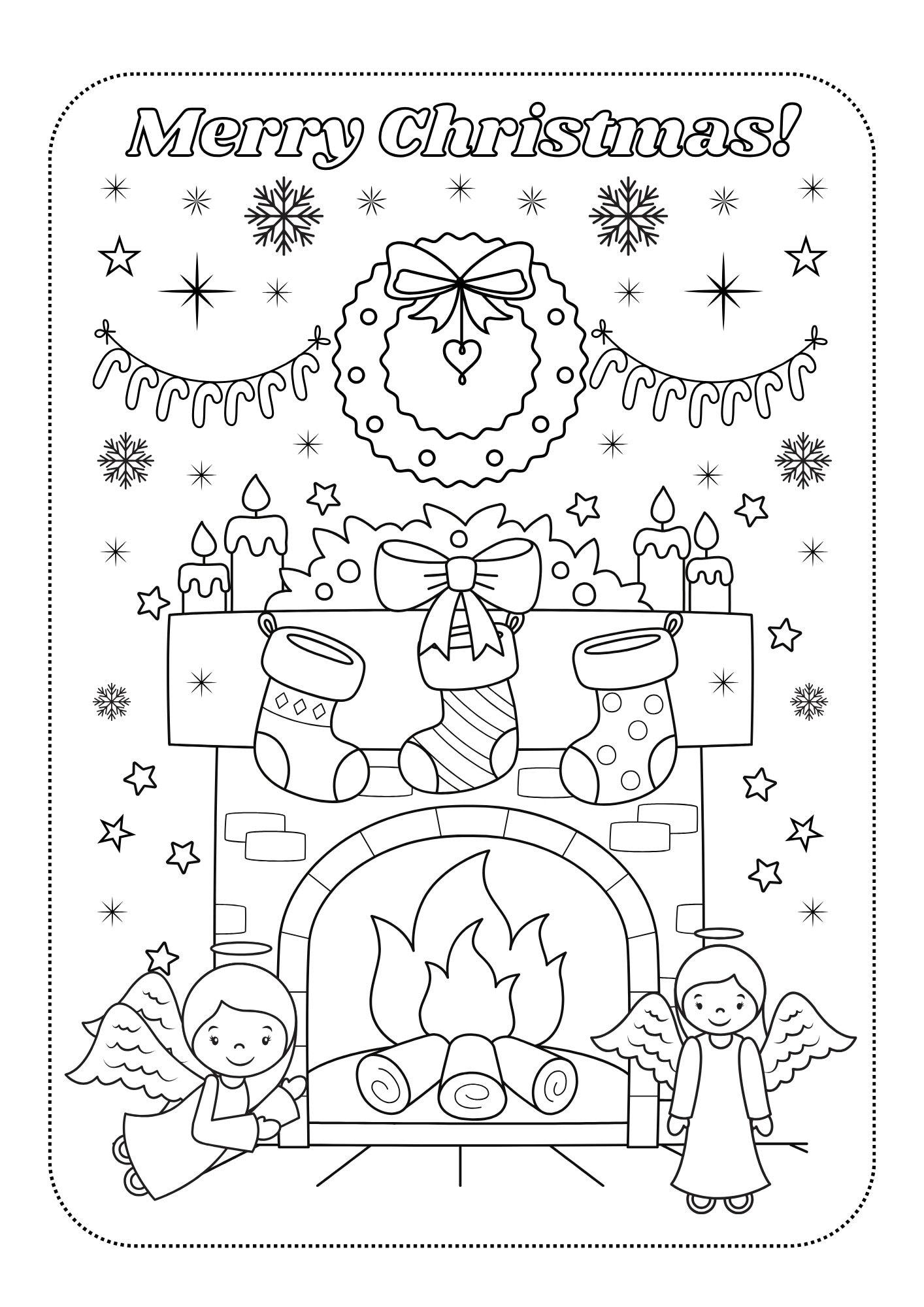 Downloadable Colouring Worksheet, Merry Christmas, for Kids, Children ...