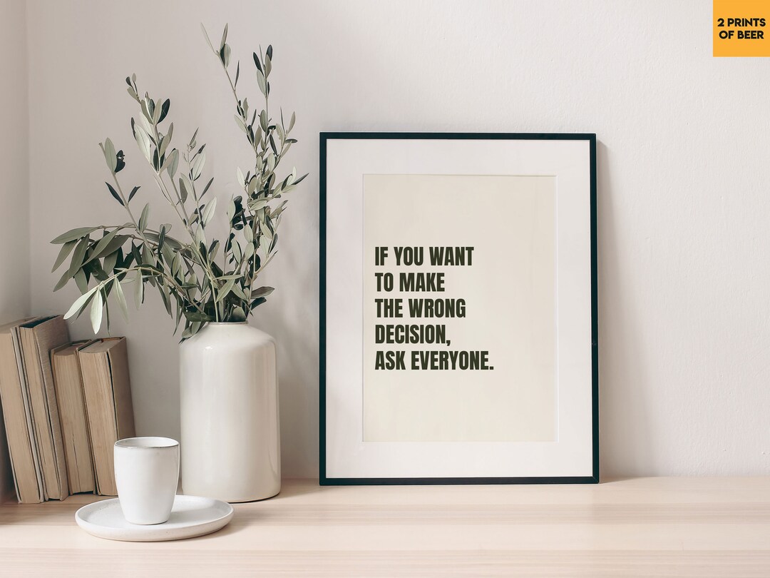 DECISION Aesthetic Decor Cute Wall Art Print Minimalist Typography ...