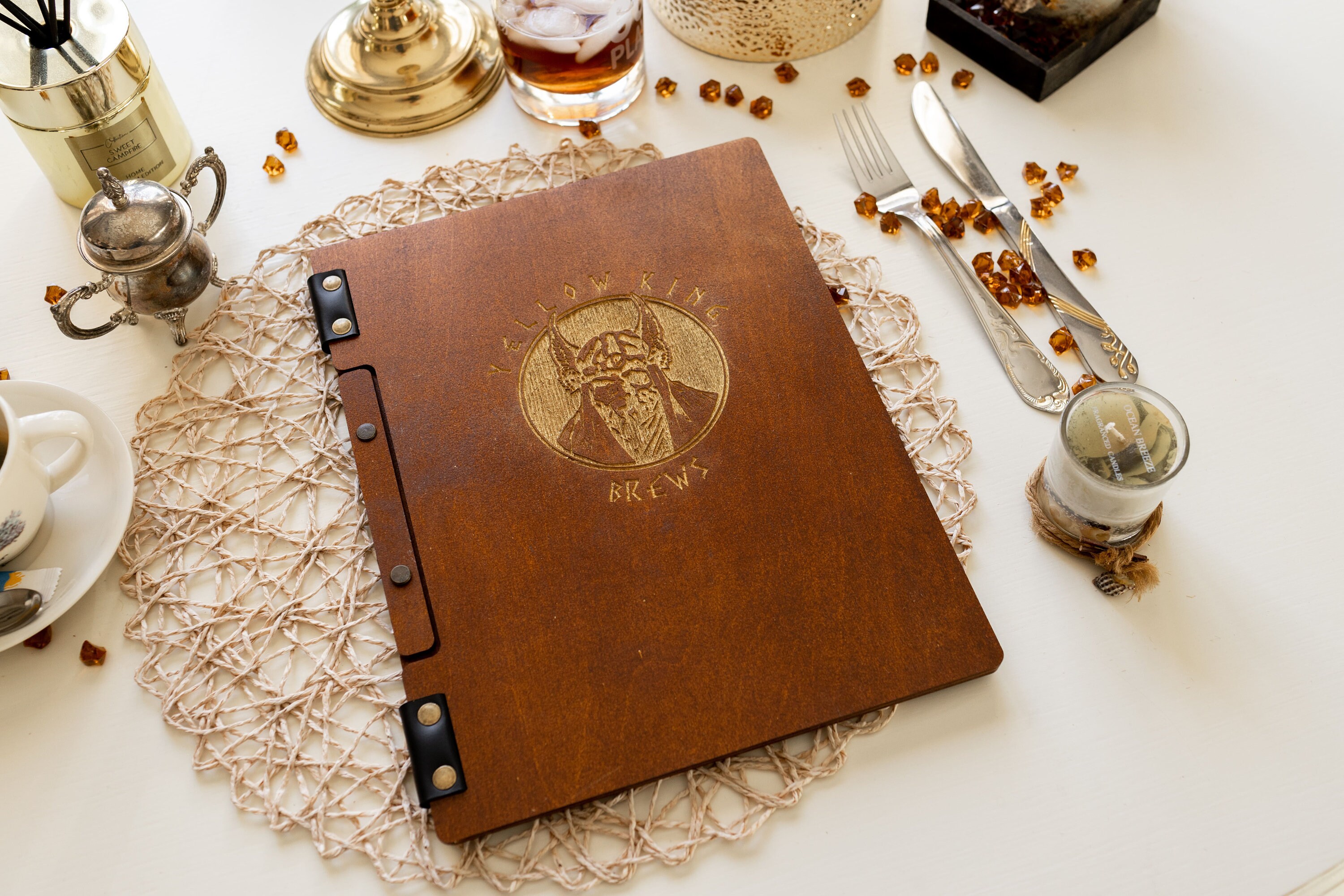 Wooden Menu Folder for A4 and Letter Size, Engraved Menu Holder ...