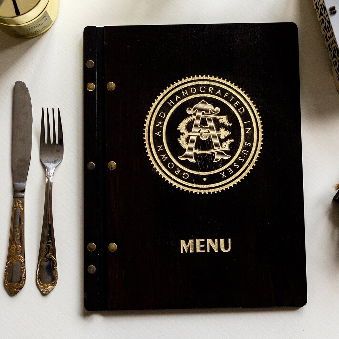 Buy Wooden Menu Folder for A4 and Letter Size, Engraved Menu Holder ...