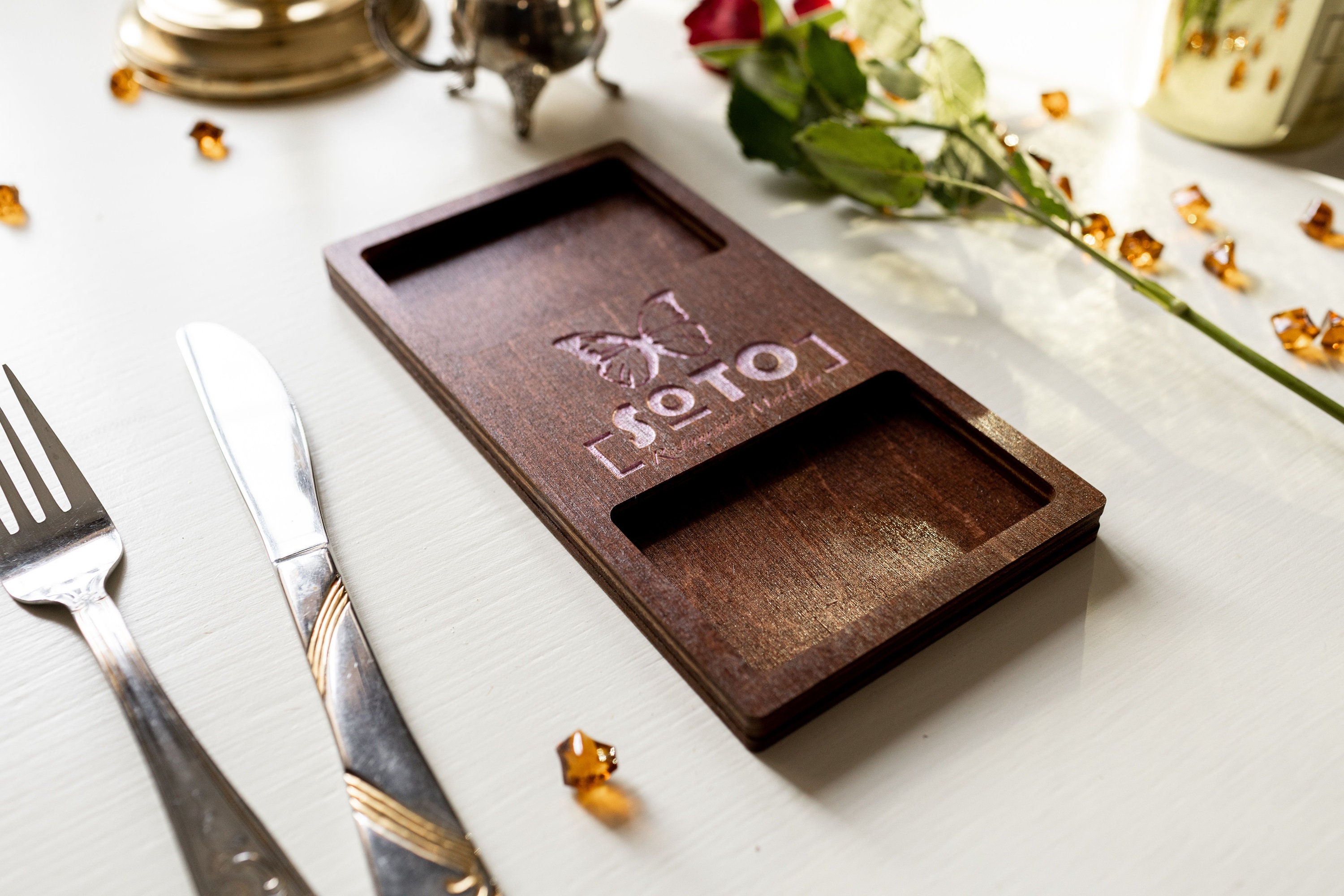 Wooden Bill Holder, Check Holder for Restaurant, Unique Check Presenter ...