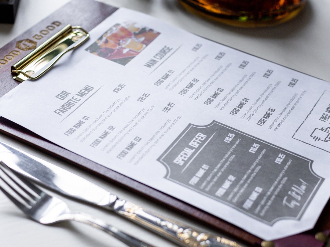 Wooden Menu Board A4 / Letter, Engraved Menu Holder, Restaurant Menu ...