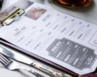 Wooden Menu Folder for A4 and Letter Size, Engraved Menu Holder ...