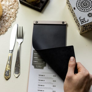 Wooden Menu Holder With Leather Cover for Drink Menu - Etsy
