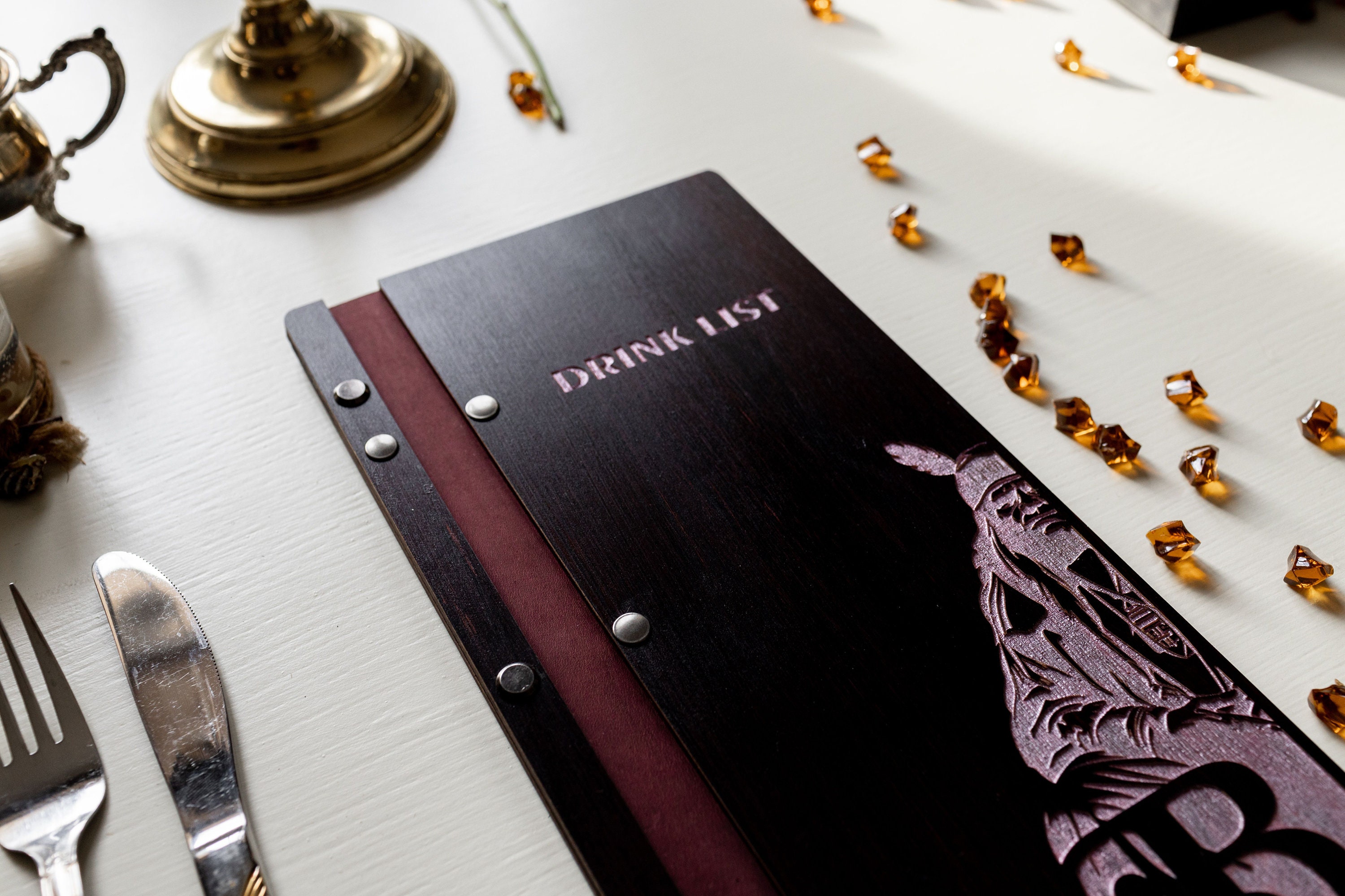 Wooden Menu Folder, Wine Menu Cover, Engraved Menu Holder, Restaurant ...