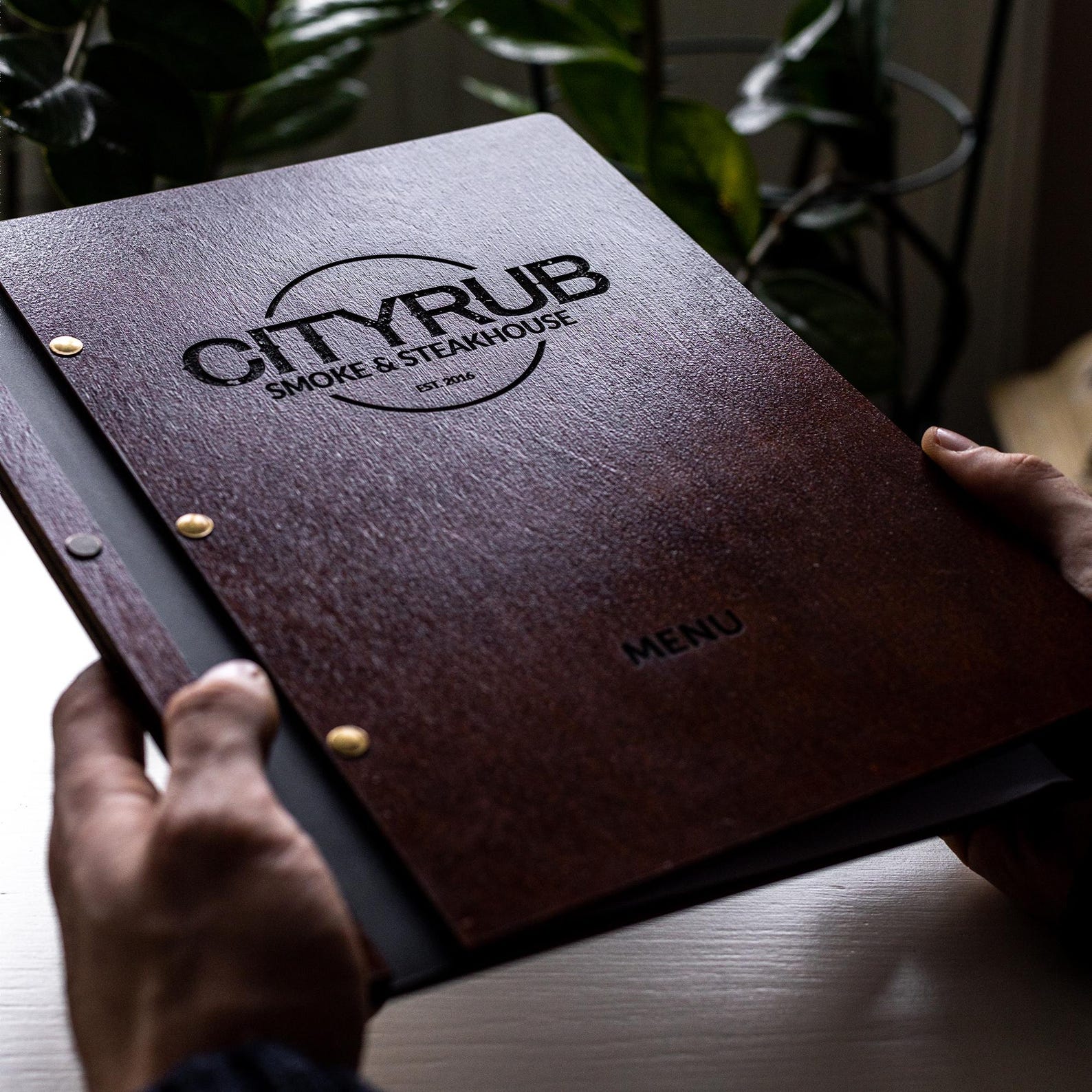 Wooden Menu Folder With Leather Hinge With Free Engraved Logo - Etsy