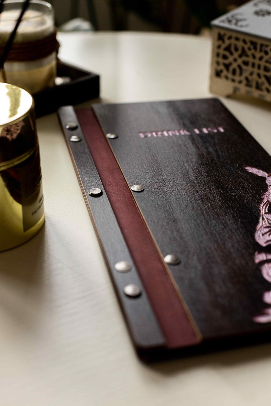 Wooden Menu Folder, Wine Menu Cover, Engraved Menu Holder, Restaurant ...