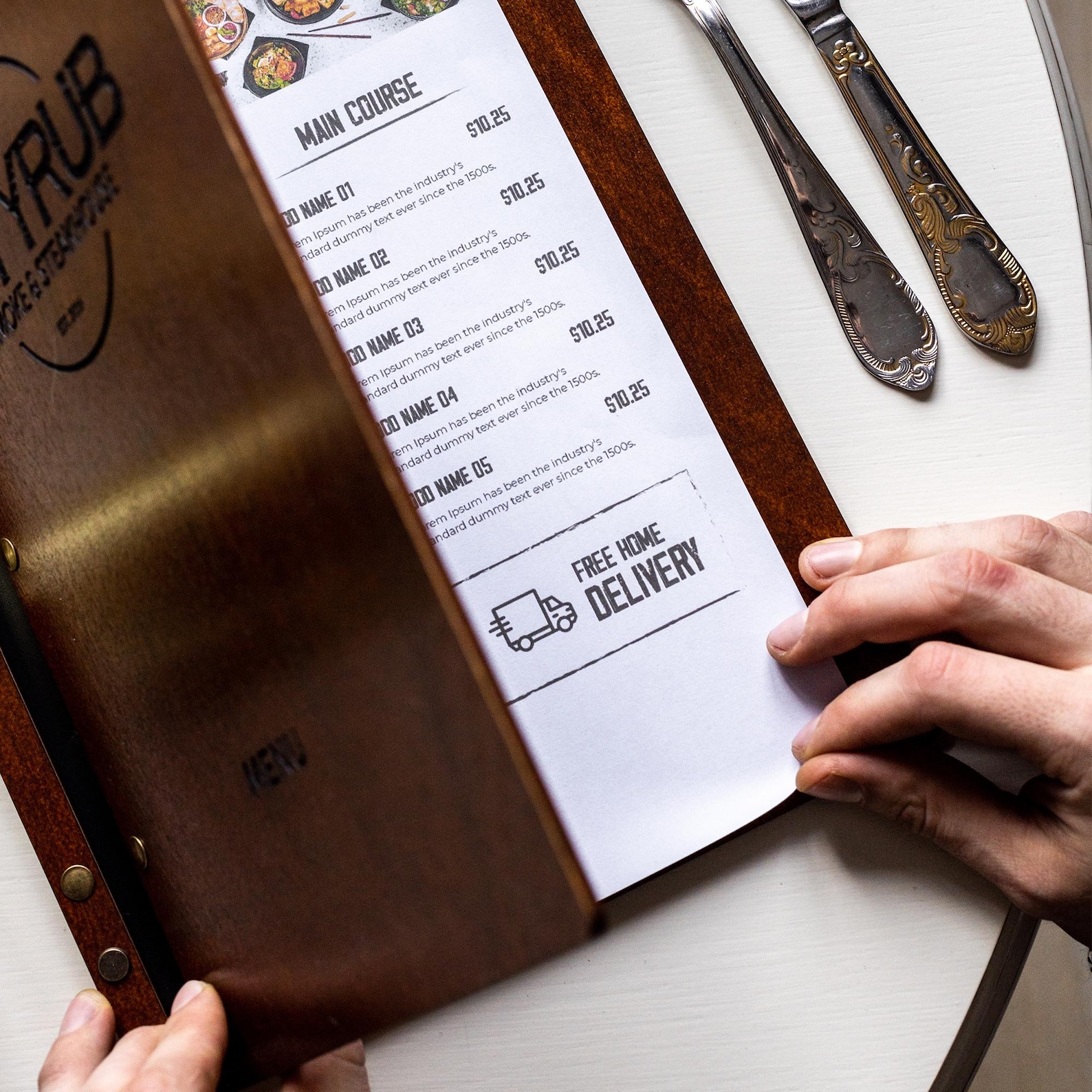 Wooden Menu Folder With Leather Hinge With Free Engraved Logo - Etsy