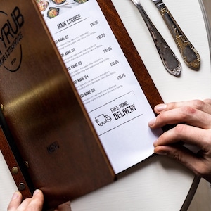 Wooden Menu Folder With Leather Hinge for A4 or US Letter Paper - Etsy