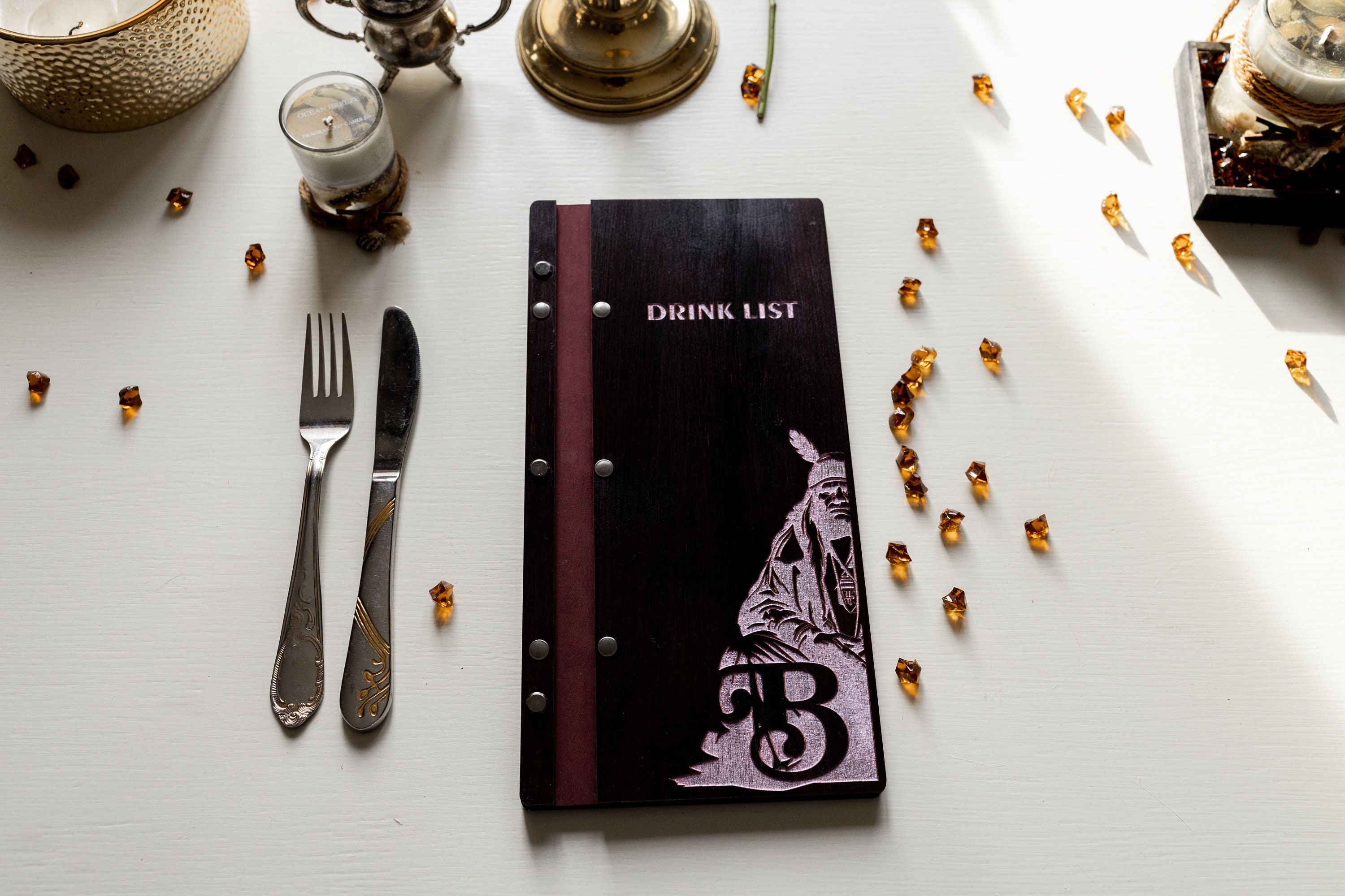 Wooden Menu Folder, Wine Menu Cover, Engraved Menu Holder, Restaurant ...