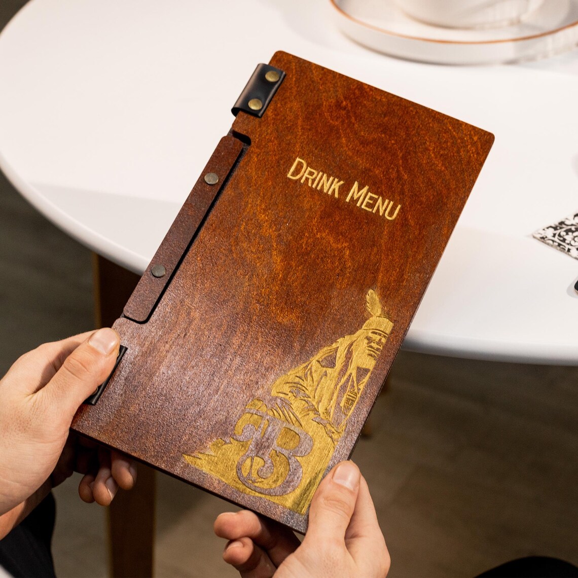 Wooden Menu Folder With Leather Hinges - Etsy
