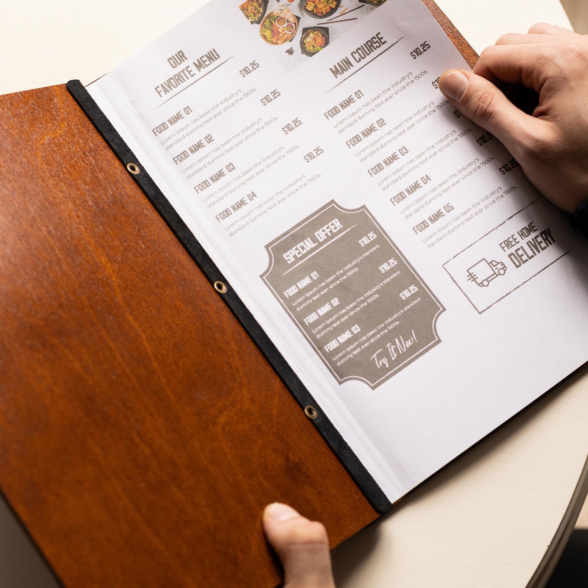 Wooden Menu Folder With Leather Hinge With Free Engraved Logo - Etsy