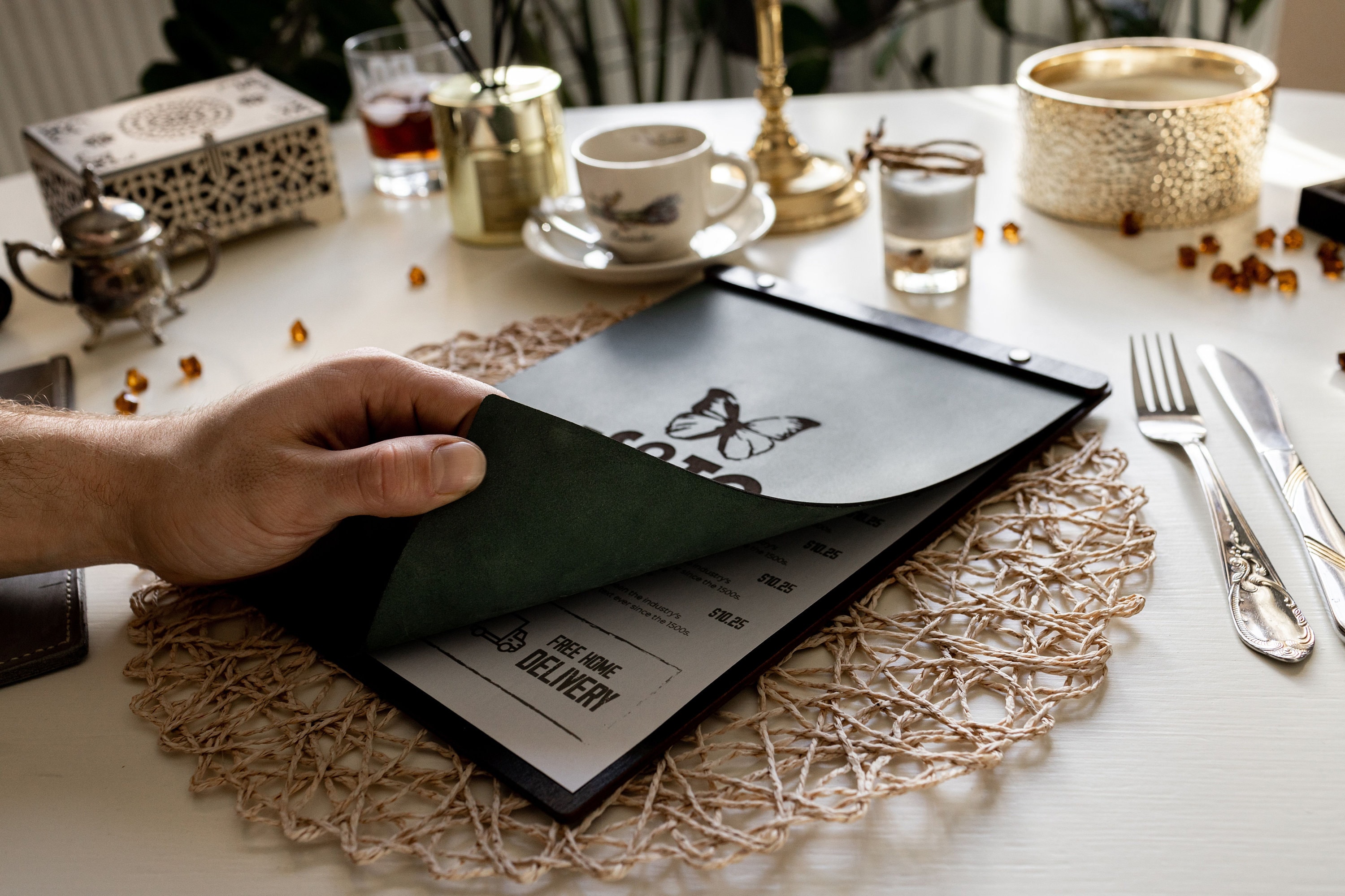 Porte-menu en bois A4 avec revêtement en cuir, porte-menu personnalisé ...