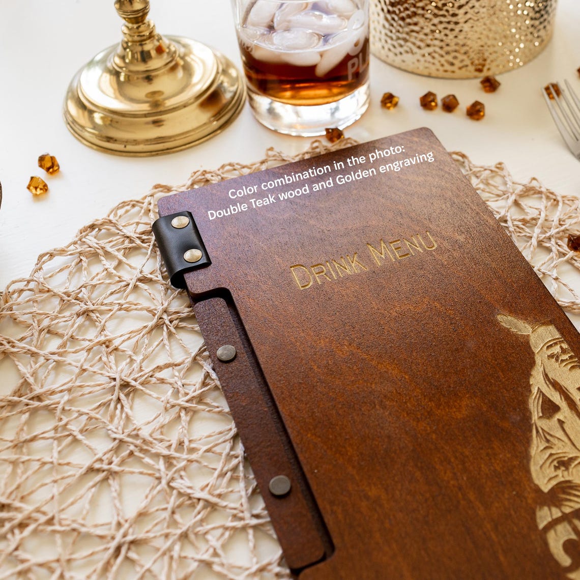 Wooden Menu Folder With Leather Hinges - Etsy
