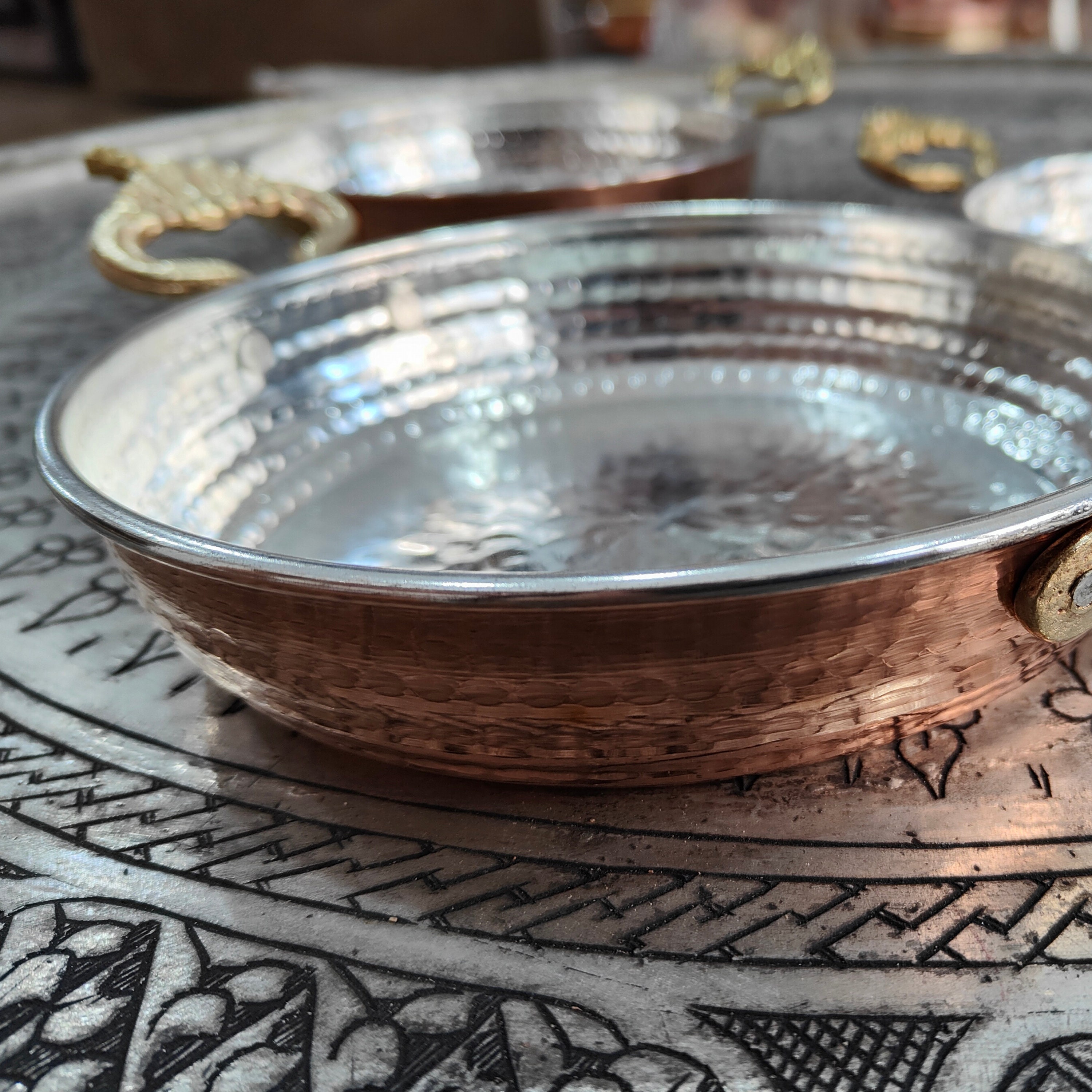 Turkish Copper Pan With Brass Handle Traditional Handmade Hand Hammered ...