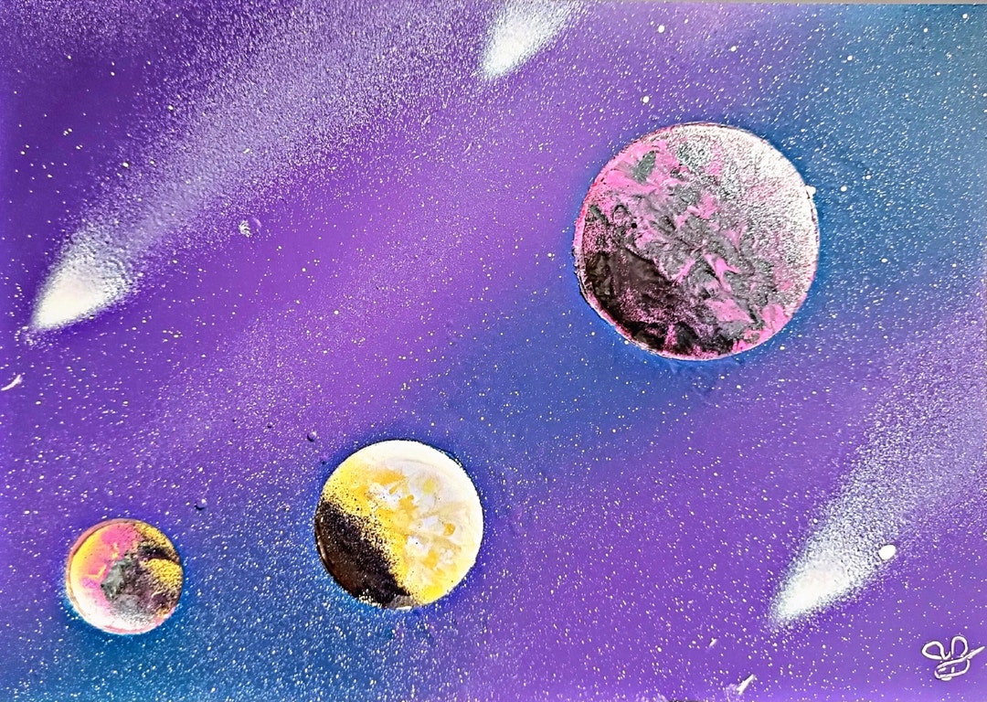 Spray Paint Art Falling Planets /spray Paint Art/ - Etsy