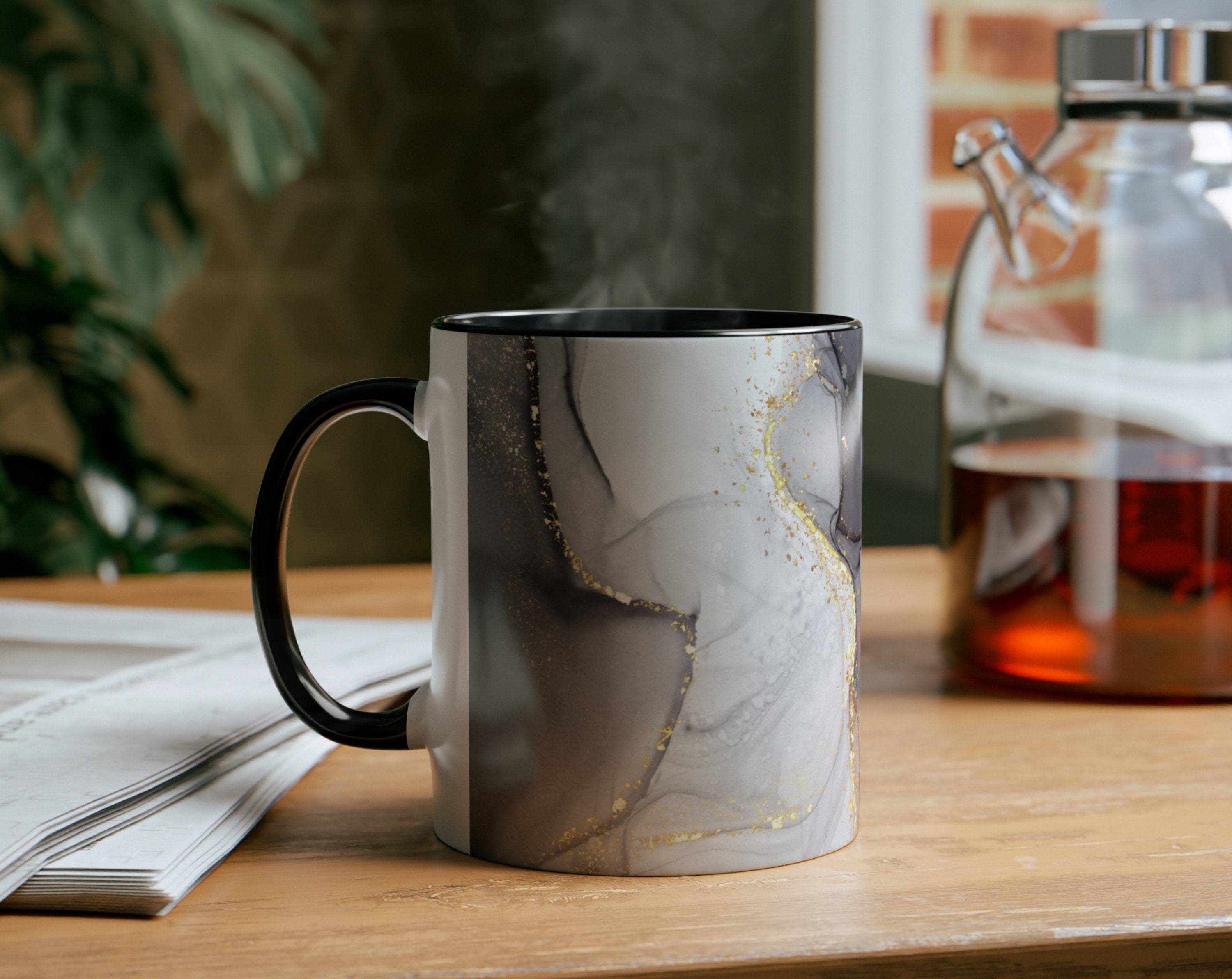 Black Gold Marble Mug Custom Name Coffee Cup Personalized Mug Tea Cup Gift for Him Her Birthday ...